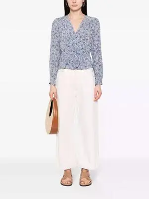 MARANT ETOILE Eddy Abstract Print Georgette Crepe Blouse