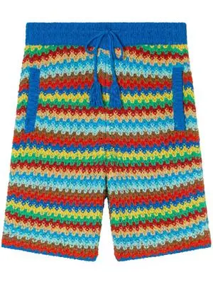Alanui Over The Rainbow" Crochet Knit Shorts - Blue