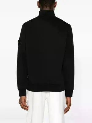 Stone Island Compass-patch Zip-up Sweatshirt - Black