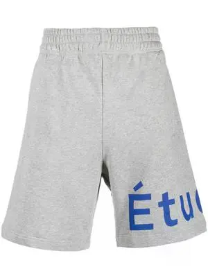 Études Studio Logo Print Organic Cotton Shorts - Grey