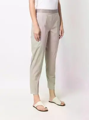 LE TRICOT PERUGIA Contrast Waistband Tapered Trousers - Neutrals