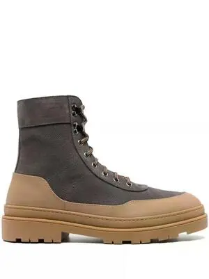 Brunello Cucinelli Lace-up Leather Boots - Grey
