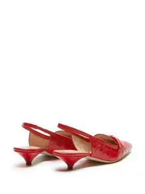 N°21 Calf Leather Embossed Crocodile Effect Bow Slingback Pumps
