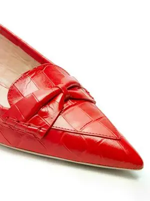 N°21 Calf Leather Embossed Crocodile Effect Bow Slingback Pumps