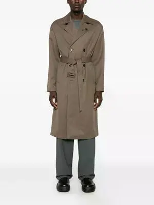 LARDINI Brooch Detail Coat - Brown