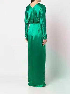 Michelle Mason Silk Twist Detail Gown - Green