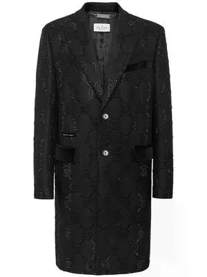Philipp Plein Peak Lapel Single-breasted Coat - Black