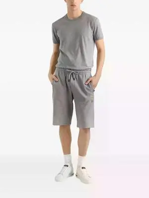 Dolce & Gabbana Cotton-blend Shorts With Embroidered Logo - Grey