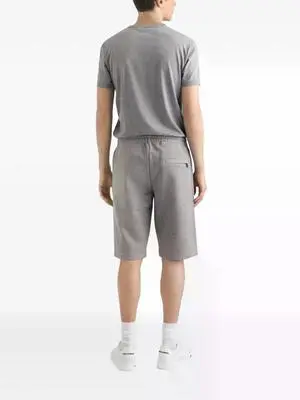 Dolce & Gabbana Cotton-blend Shorts With Embroidered Logo - Grey