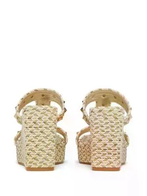 Valentino Garavani Rockstud Laminated Nappa Wedge Sandals 90mm