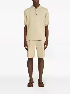 FERRAGAMO Logo-plaque Knitted Polo Shirt