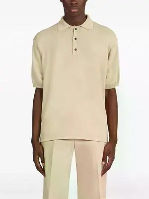 FERRAGAMO Logo-plaque Knitted Polo Shirt