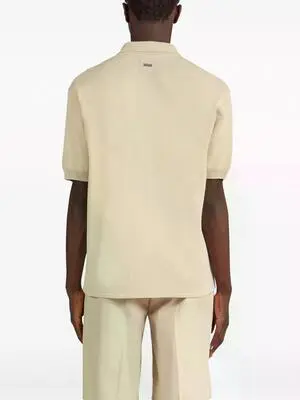 FERRAGAMO Logo-plaque Knitted Polo Shirt