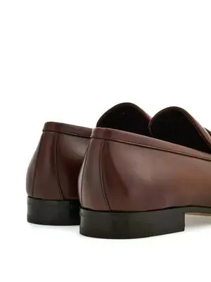FERRAGAMO Gancini Plaque Loafers - Brown