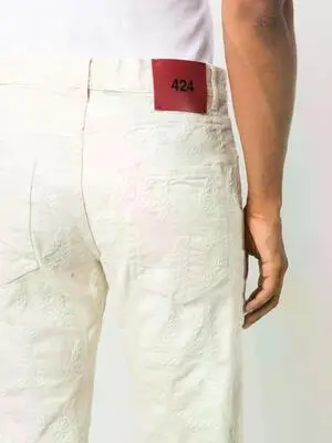 424 Bleach Wash Straight Leg Jeans