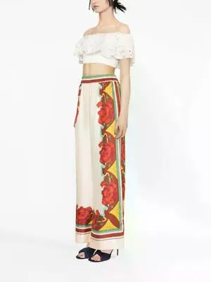 La DoubleJ Floral Print Palazzo Trousers - Neutrals