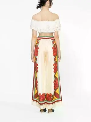 La DoubleJ Floral Print Palazzo Trousers - Neutrals