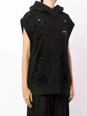 Goen.j Sleeveless Distressed Hoodie