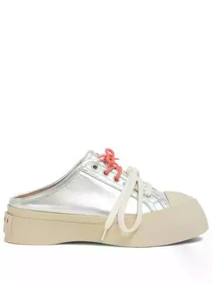 Marni Pablo Leather Lace-up Platform Sabot Trainers - Grey