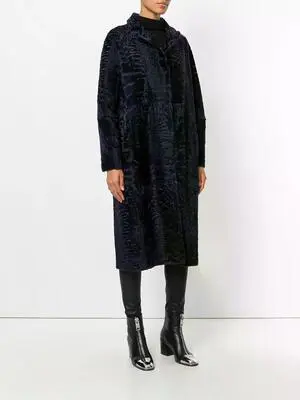 LISKA Textured Lamb Fur Single-breasted Coat