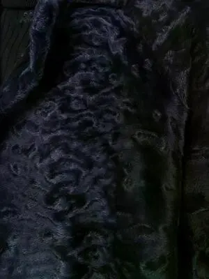 LISKA Textured Lamb Fur Single-breasted Coat