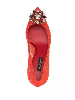 Dolce & Gabbana Lace Embellished Stiletto Pumps - Red