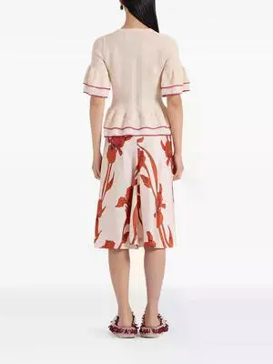 La DoubleJ Floral Print Wrap Skirt - Neutrals