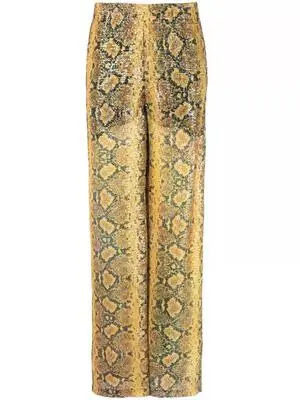 Gcds Sequin Embellished Snakeskin Print Wide Leg Trousers