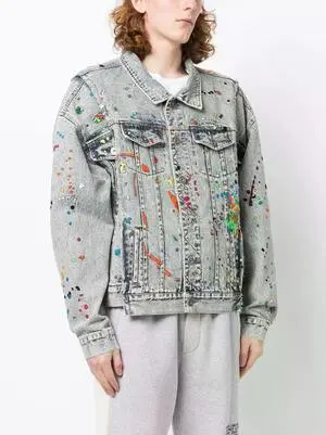 MOSTLY HEARD RARELY SEEN Paint-embroidered Denim Jacket - Blue