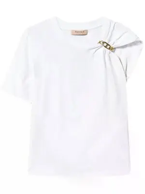 TWINSET Chain Detail Cotton T-shirt - White