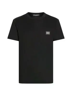 Dolce & Gabbana Cotton T-shirt With Branded Tag - Blue