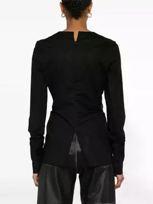 THELATEST Poplin Blouse With Crew Neck And Cuff Zips