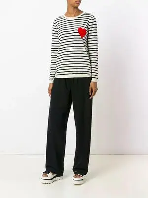 Chinti & Parker Breton Stripe Heart Jumper - Neutrals
