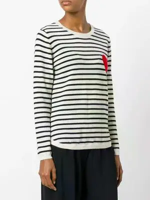 Chinti & Parker Breton Stripe Heart Jumper - Neutrals