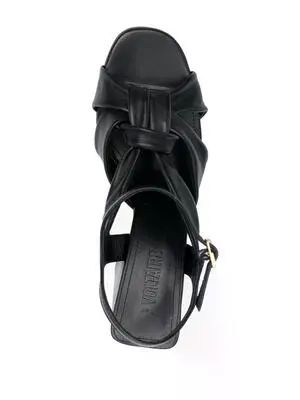 Zadig&Voltaire Forget Me Knot Leather Sandals With Block Heel