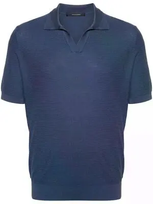 Tagliatore Paco Split-neck Polo Shirt - Blue