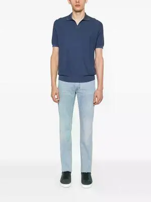 Tagliatore Paco Split-neck Polo Shirt - Blue
