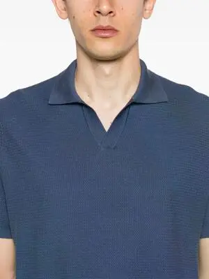 Tagliatore Paco Split-neck Polo Shirt - Blue