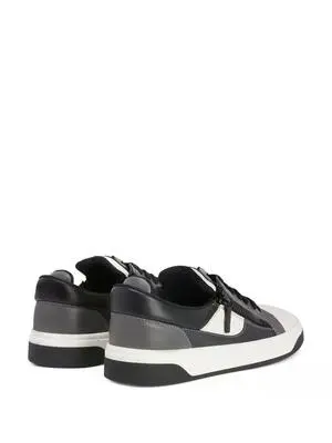 GIUSEPPE ZANOTTI Double-zip Low-top Leather Sneakers - Black