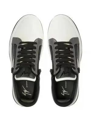 GIUSEPPE ZANOTTI Double-zip Low-top Leather Sneakers - Black