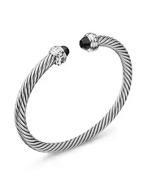 David Yurman Sterling Cable Onyx Diamond Bracelet