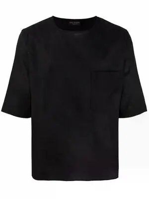 DELL'OGLIO Short-sleeve Linen T-shirt - Black