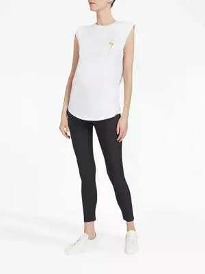 GIUSEPPE ZANOTTI Sleeveless Cotton Top With Embroidered Logo - White