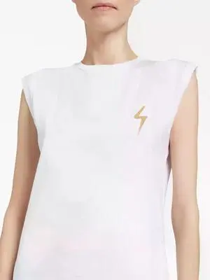 GIUSEPPE ZANOTTI Sleeveless Cotton Top With Embroidered Logo - White
