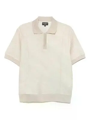Emporio Armani Knitted Polo Shirt - Neutrals