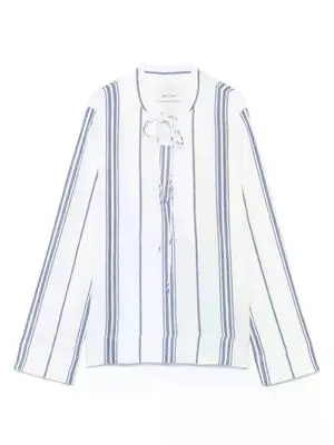 Matteau Fisherman Popover Blouse With Stripe Detailing And Lace-up Fastening