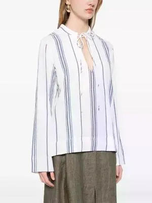 Matteau Fisherman Popover Blouse With Stripe Detailing And Lace-up Fastening