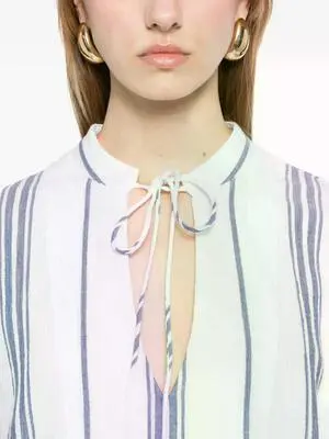 Matteau Fisherman Popover Blouse With Stripe Detailing And Lace-up Fastening