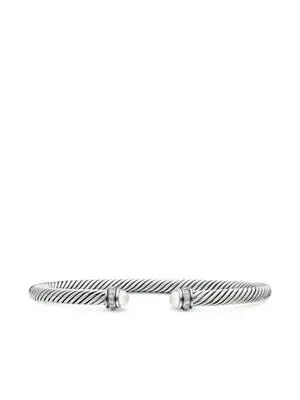 David Yurman Sterling Cable Bracelet With Pearls And Diamonds - Silver
