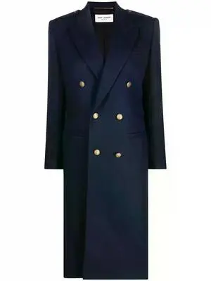 Saint Laurent Double-breasted Tailored Coat - Blue